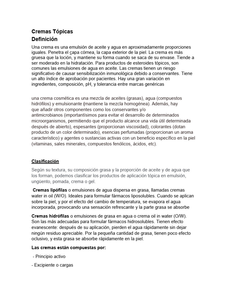 Cremas Tópicas | Descargar gratis PDF | Sustancias químicas