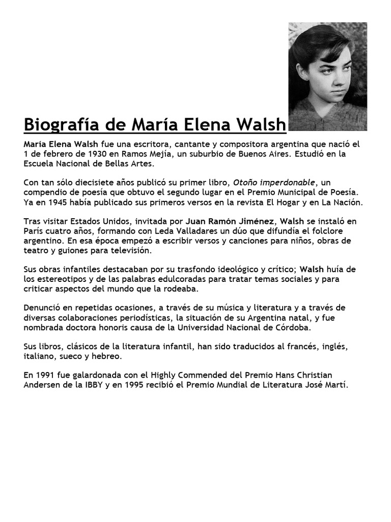 Biografía de María Elena Walsh | PDF | Argentina