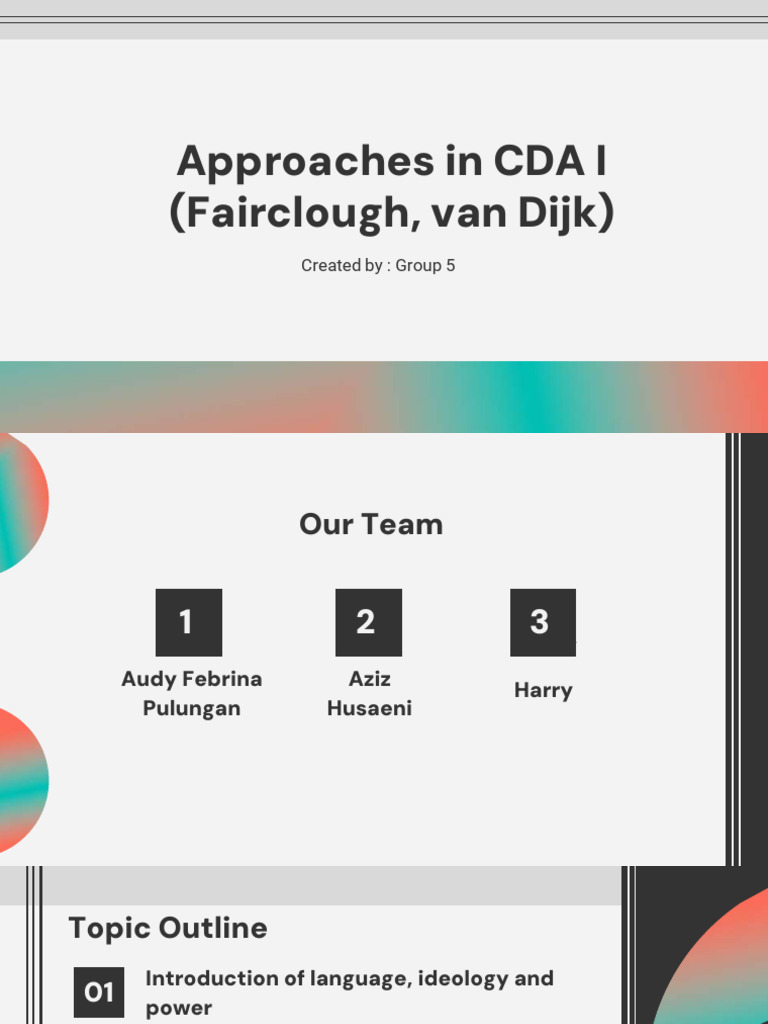 Approaches in CDA I (Fairclough, Van Dijk) | PDF | Discourse | Ideologies