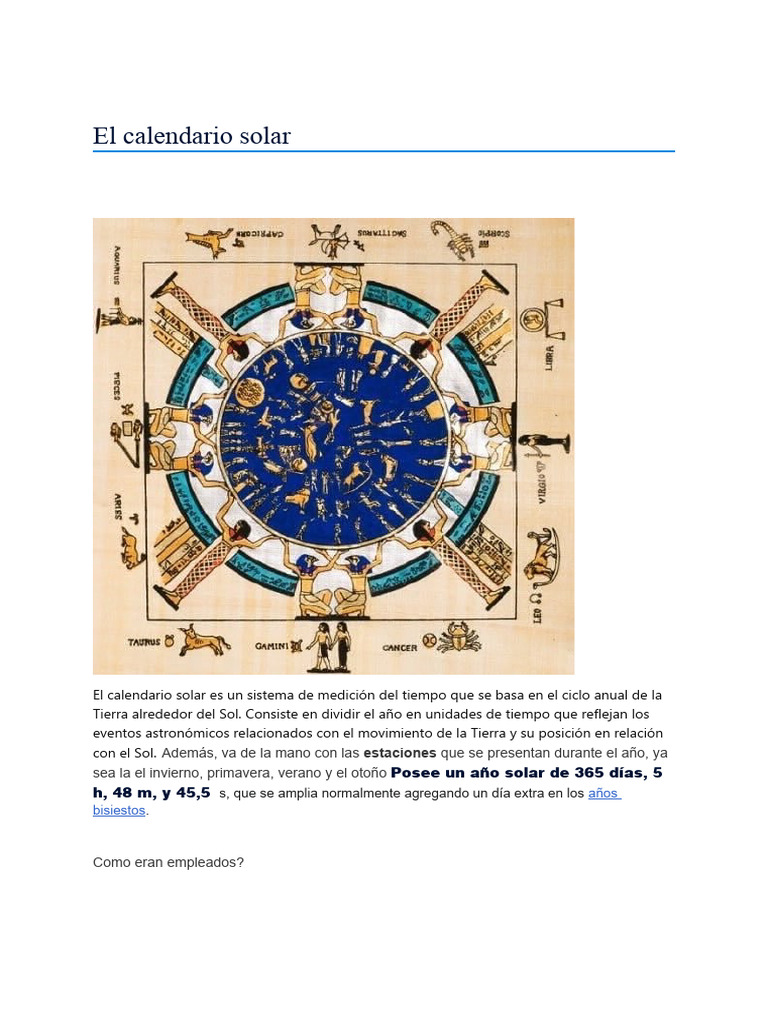 El Calendario Solar | Descargar gratis PDF | Año | Luna