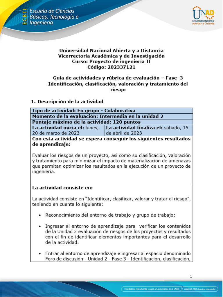 Guía de Actividades y Rúbrica de Evaluación - Unidad 2 - Fase 3 - Identificación, Clasificación ...