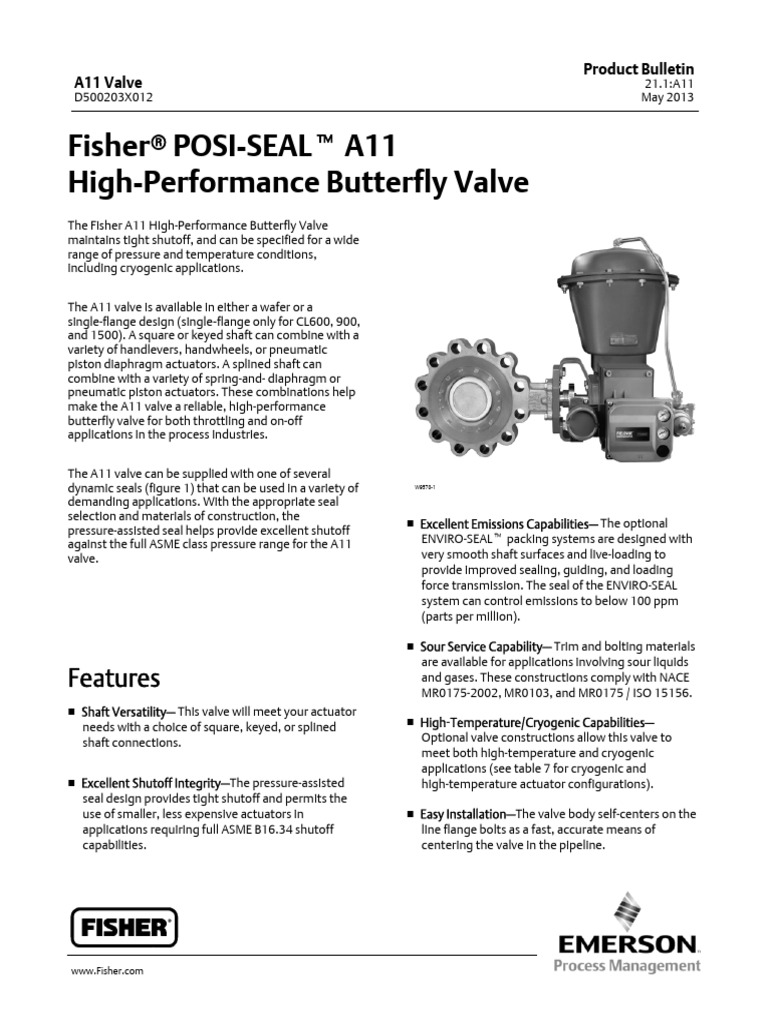 Fisher POSI SEAL A11 High Performance Butterfly Valve | PDF | Valve ...