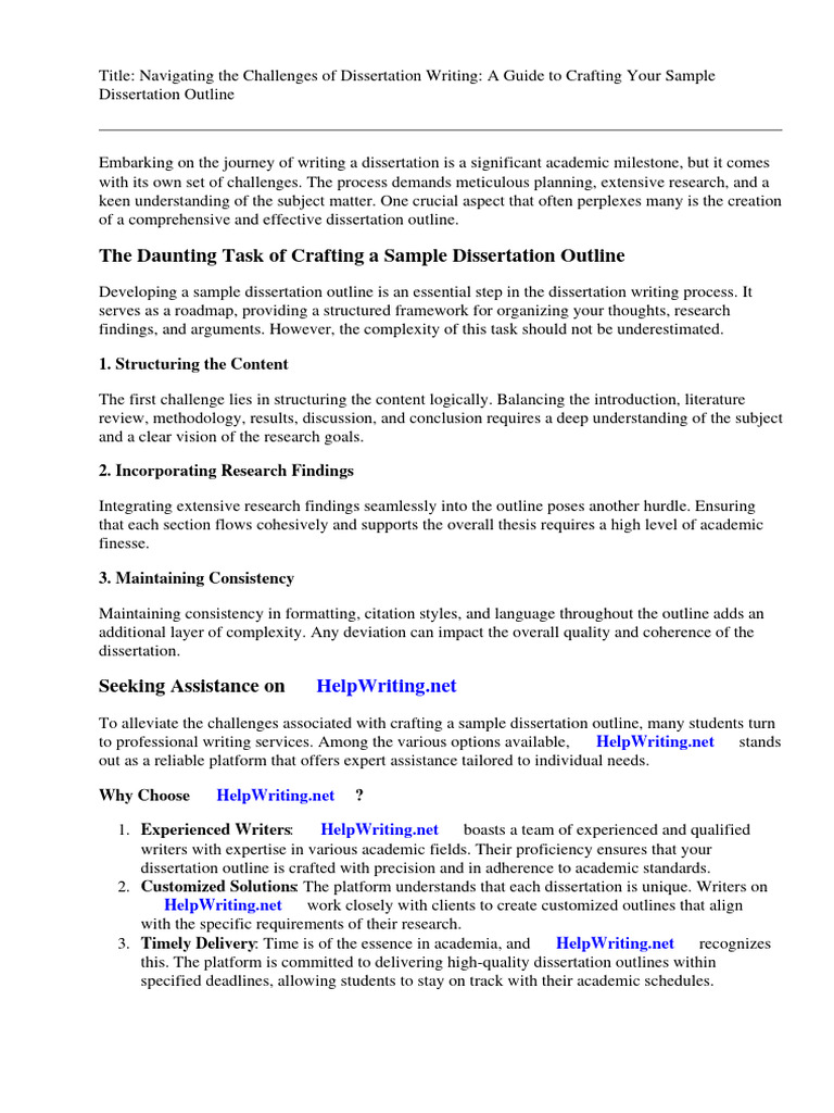 Sample Dissertation Outline | PDF | Thesis | Analysis