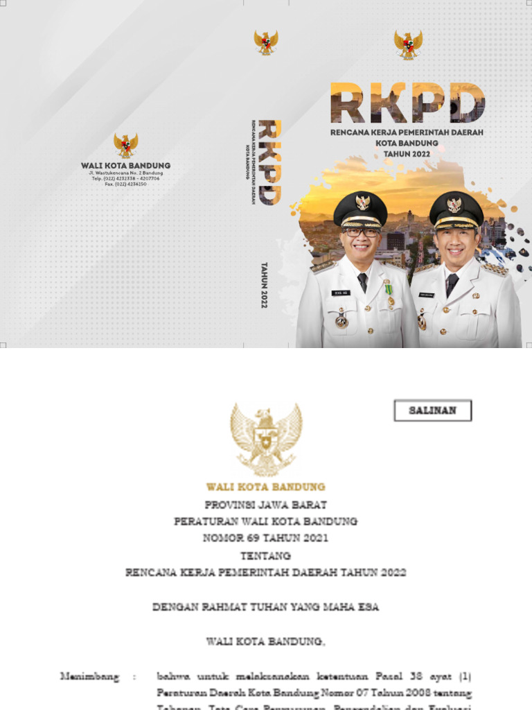 RKPD Bandung 2022: Peraturan Wali Kota | PDF
