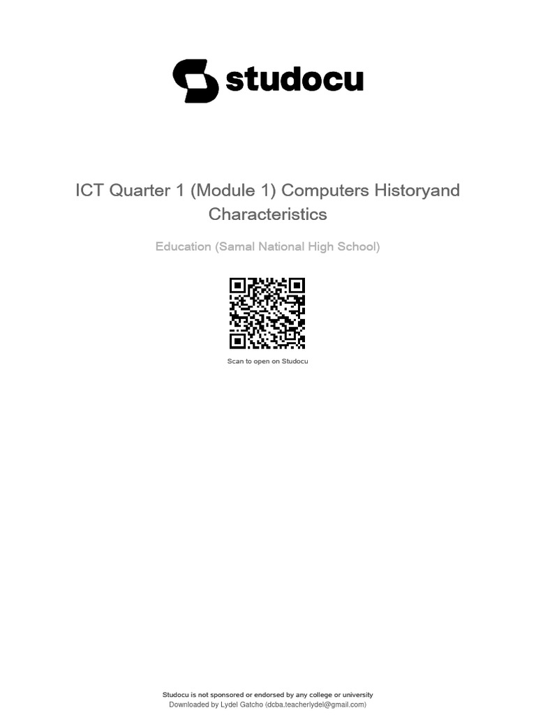 Ict Quarter 1 Module 1 Computers Historyand Characteristics | PDF ...