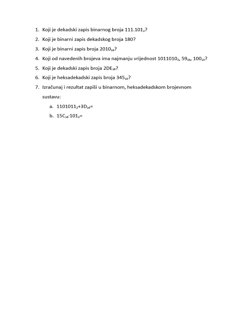 Zadaci_binarni sustav | PDF