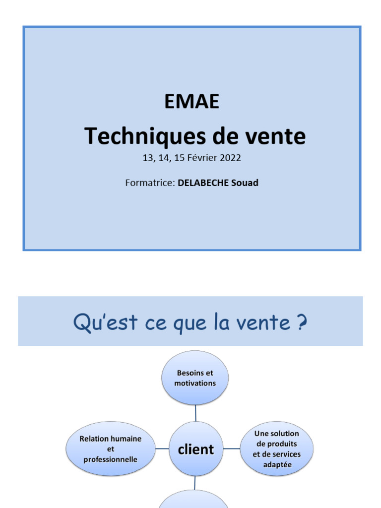 Présentation - Techniques de Vente | PDF | Négociation