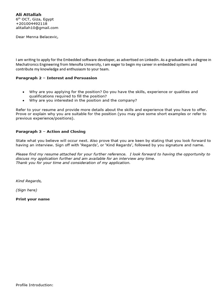 Cover Letter | PDF | Embedded System | Engineering