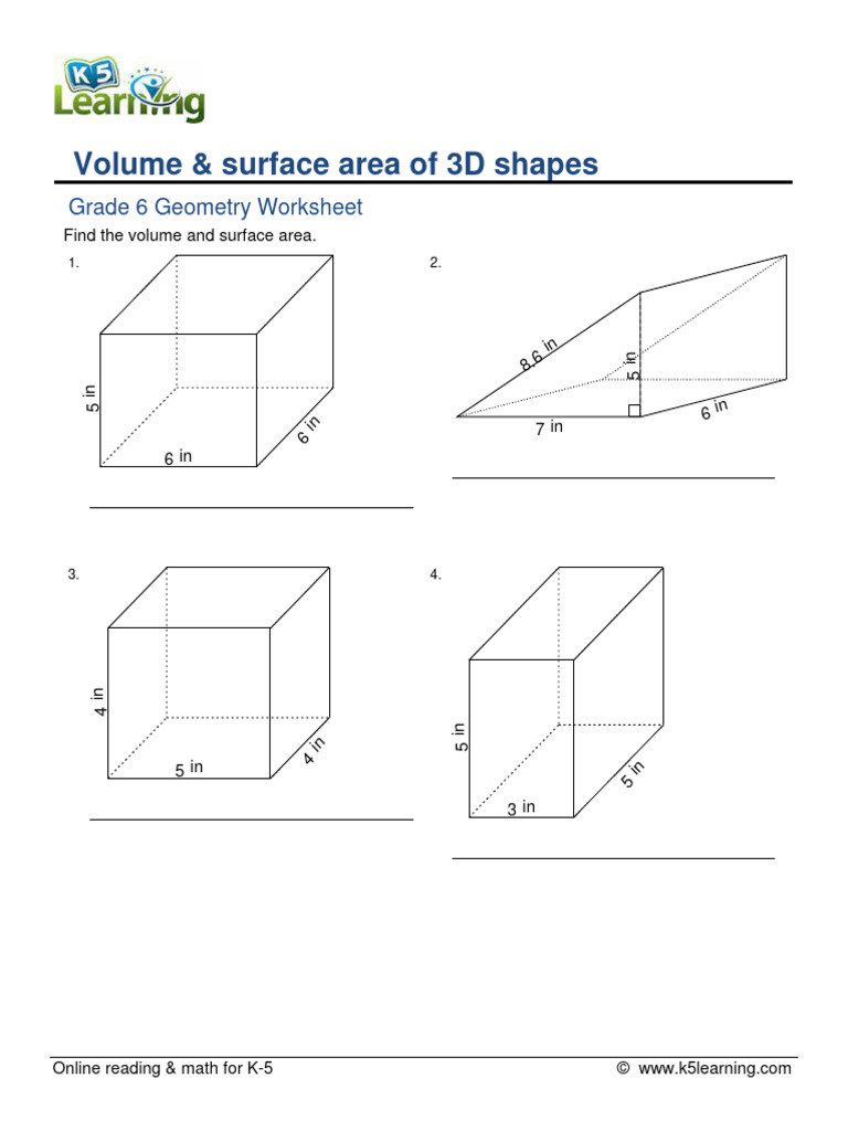 Grade 6 Volume Surface Area 3d Shapes b | PDF | Area | Quantity