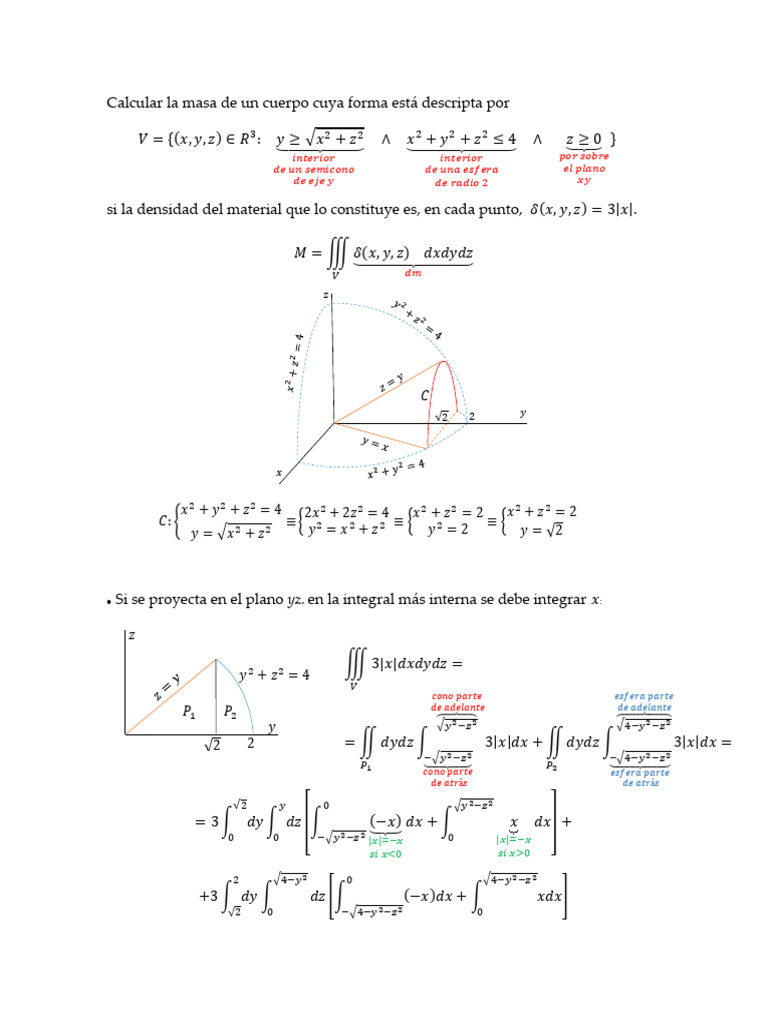 Un Ejemplo de Cálculo de Masa (Integrales Triples) | PDF | Integral ...
