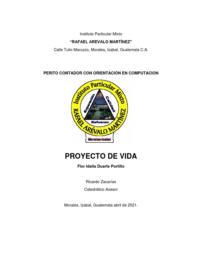 Proyecto de Vida Flor Idalia Duarte Portillo | PDF | Amor | El embarazo