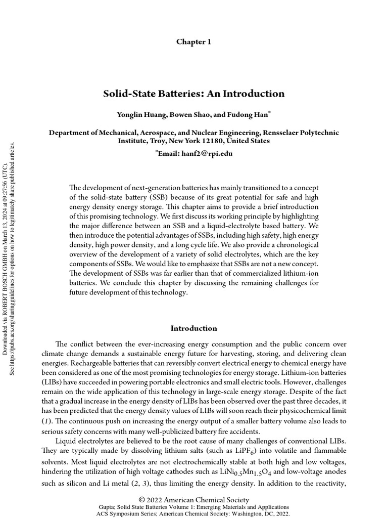 Introduction to Solid-State Batteries | PDF | Rechargeable Battery ...
