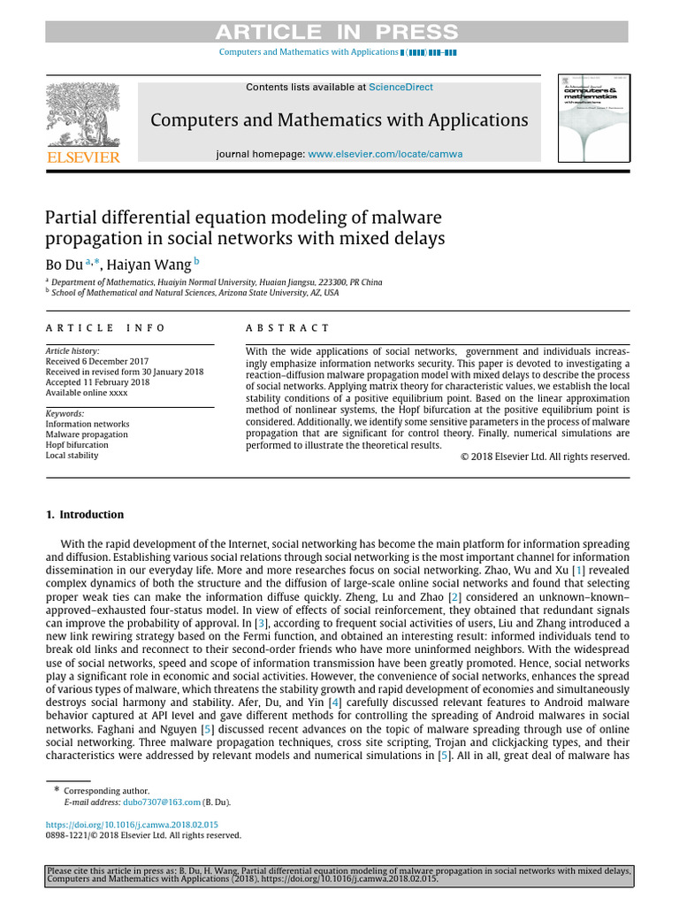 Partial Differential Equation Modeling of Malware | Download Free PDF | Partial Differential ...