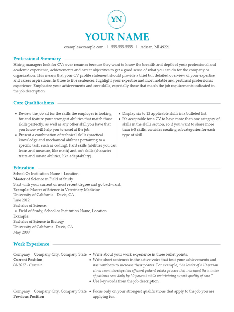 Comprehensive CV Writing Guide | PDF | Thesis | Résumé