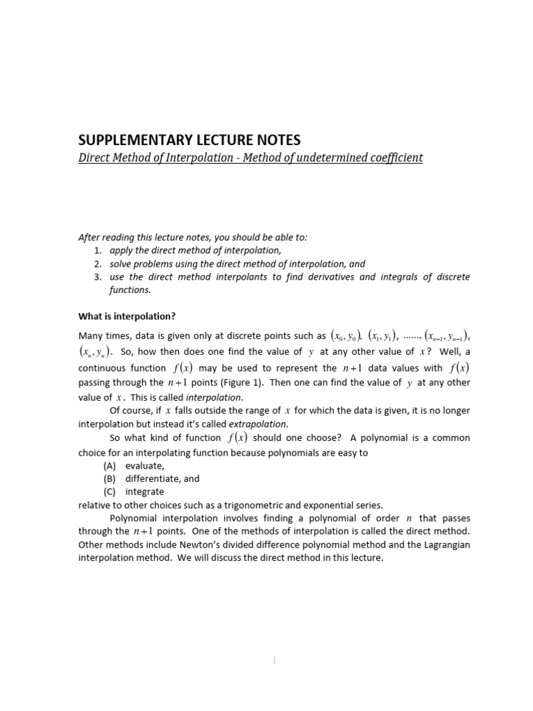 Interpolation by Direct Method | PDF | Interpolation | Numerical Analysis