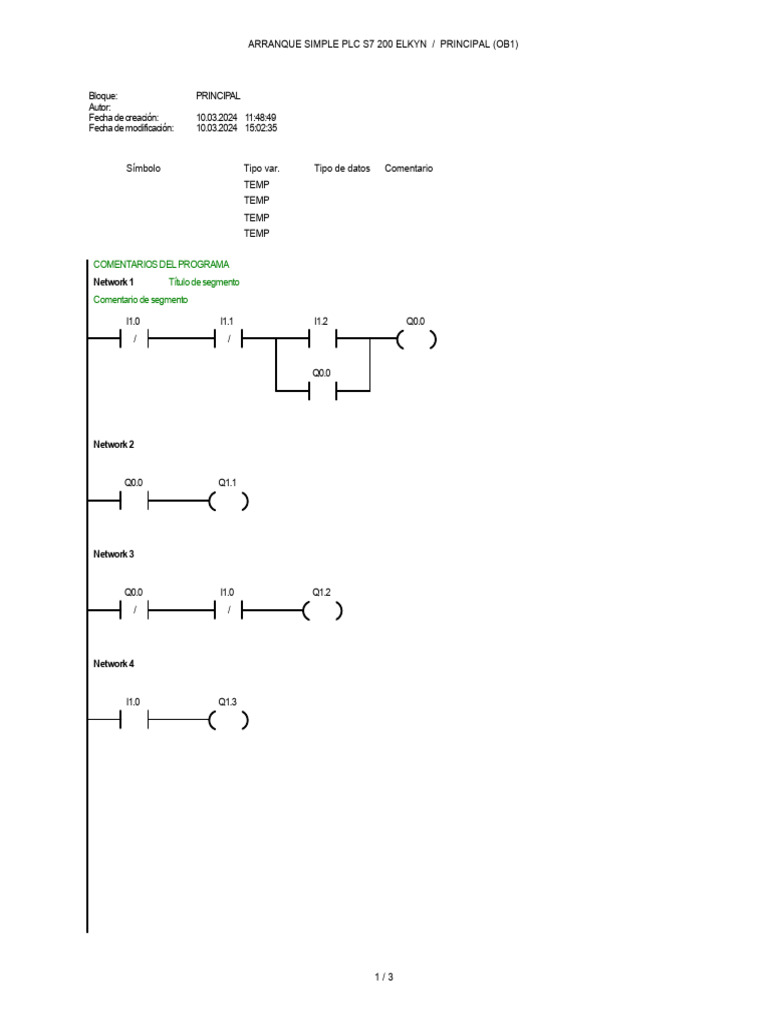Arranque PLC S7-200: OB1, SBR0, INT0 | PDF