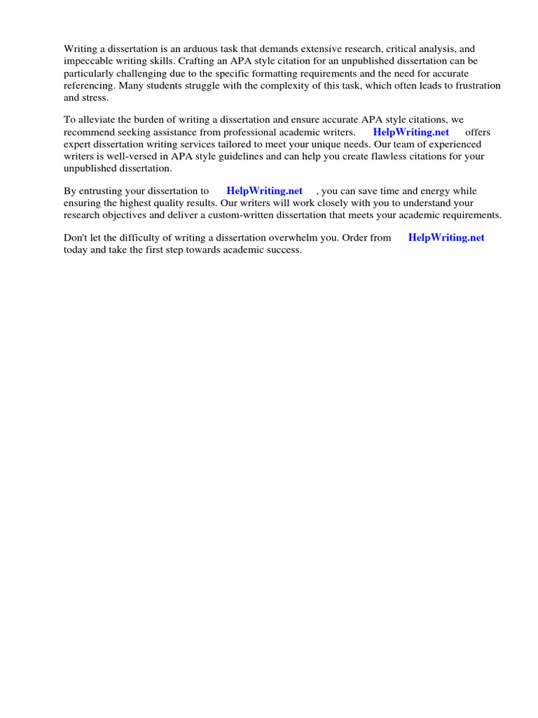Apa Style Citation Unpublished Dissertation Pdf Citation Apa Style