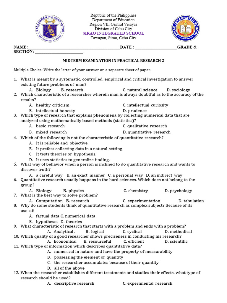Practical Research 2 Midterm | PDF | Quantitative Research | Theory