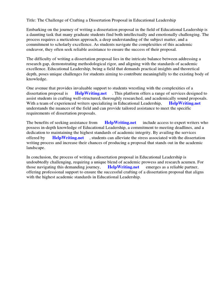Dissertation Proposal Educational Leadership | PDF | Thesis | Methodology