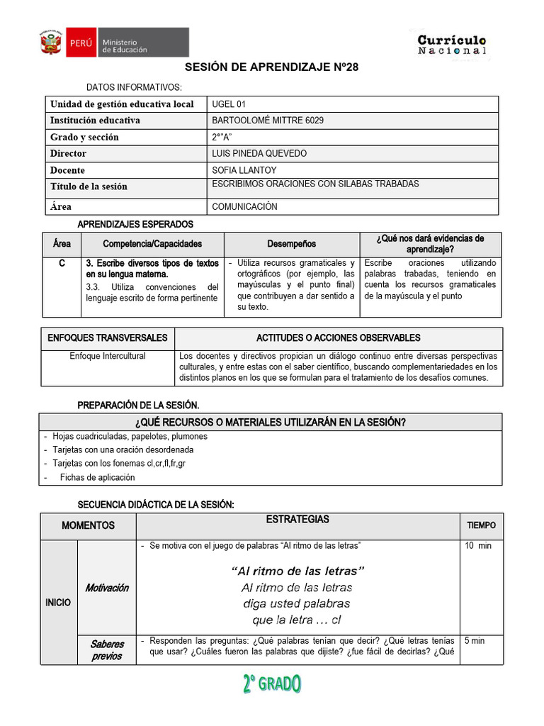 Com - Escribimos Oraciones Con Silabas Trabadas | PDF | Aprendizaje ...