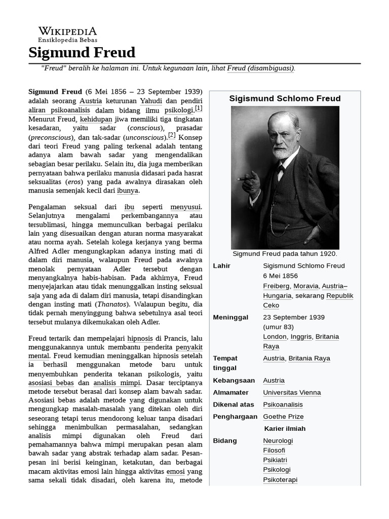 Biografi Singkat Sigmund Freud | PDF