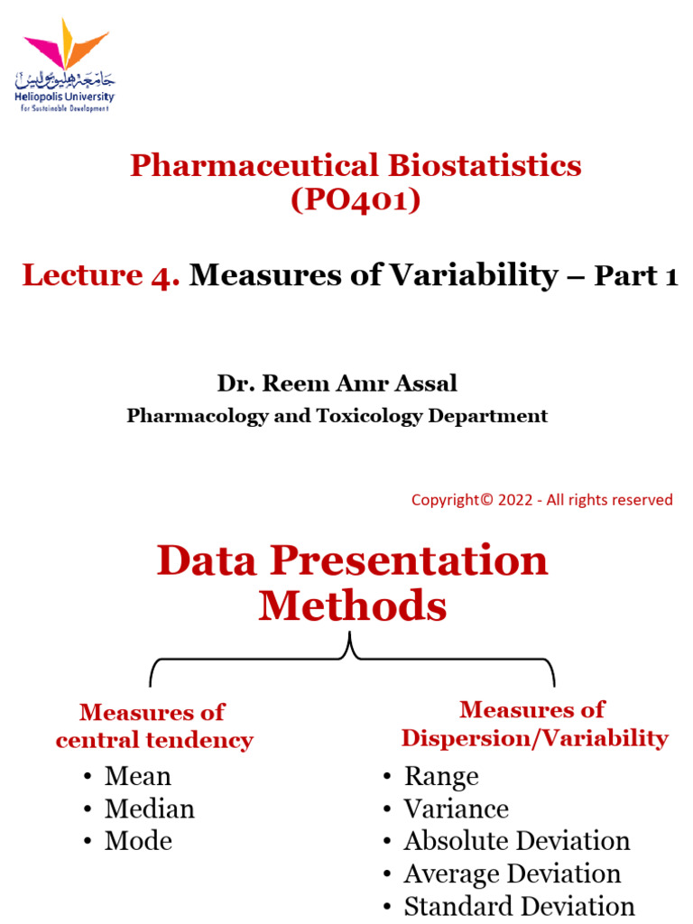 Lecture 4. Measures of variability (Part 1) | PDF | Variance | Statistical Analysis