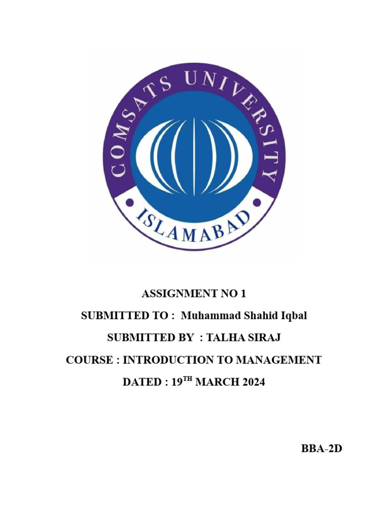 Management Ass No 1 | PDF | Organizational Structure | Innovation