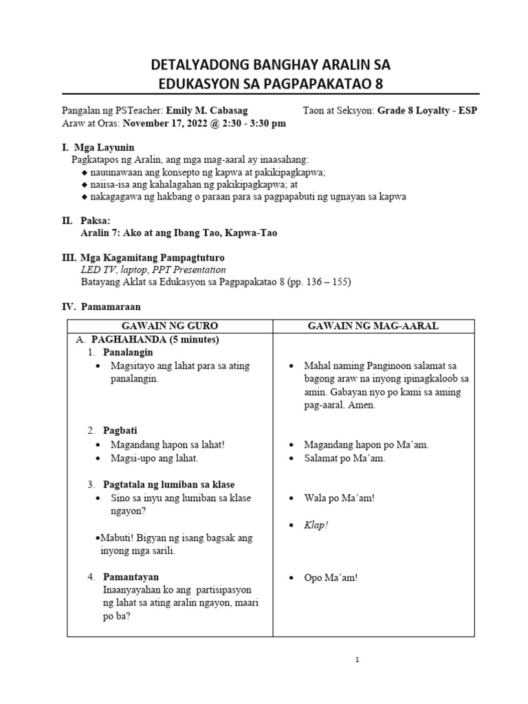 Detailed Lesson Plan 8 | PDF