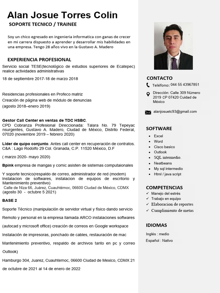Curriculum Alan Torres | PDF | Tecnologías de la información | Software
