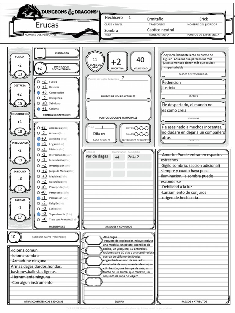 dnd-5ta-edicion-hoja-de-personaje-espanol1 | PDF