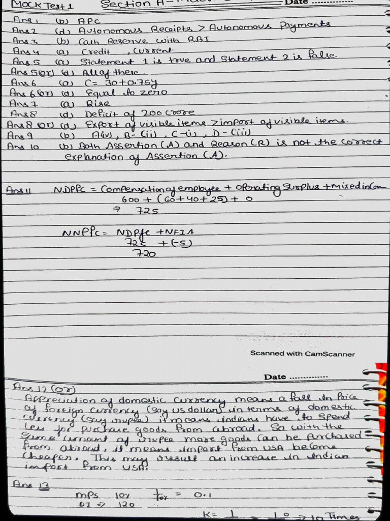 Mock - 1 (Macro - Answers) | PDF