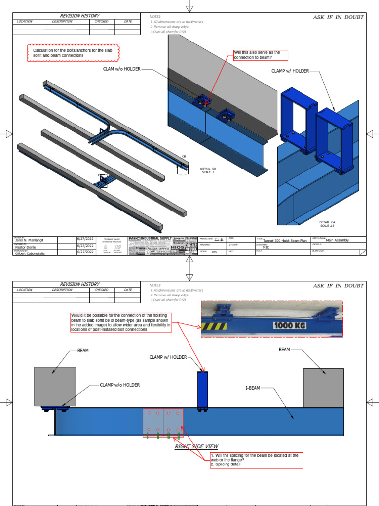 Romy Beral - Tunnel 300 Hoist Beam Plan - Commented | PDF | Structural ...