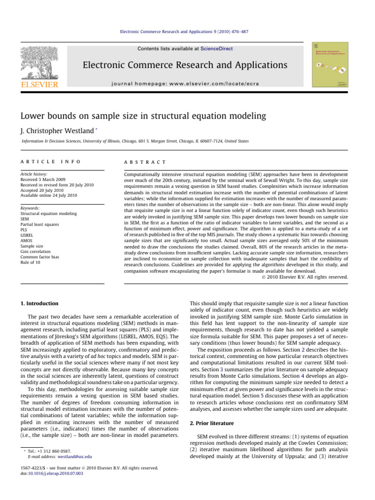 SEM Sample Size Lower Bounds | PDF | Structural Equation Modeling | Sample Size Determination
