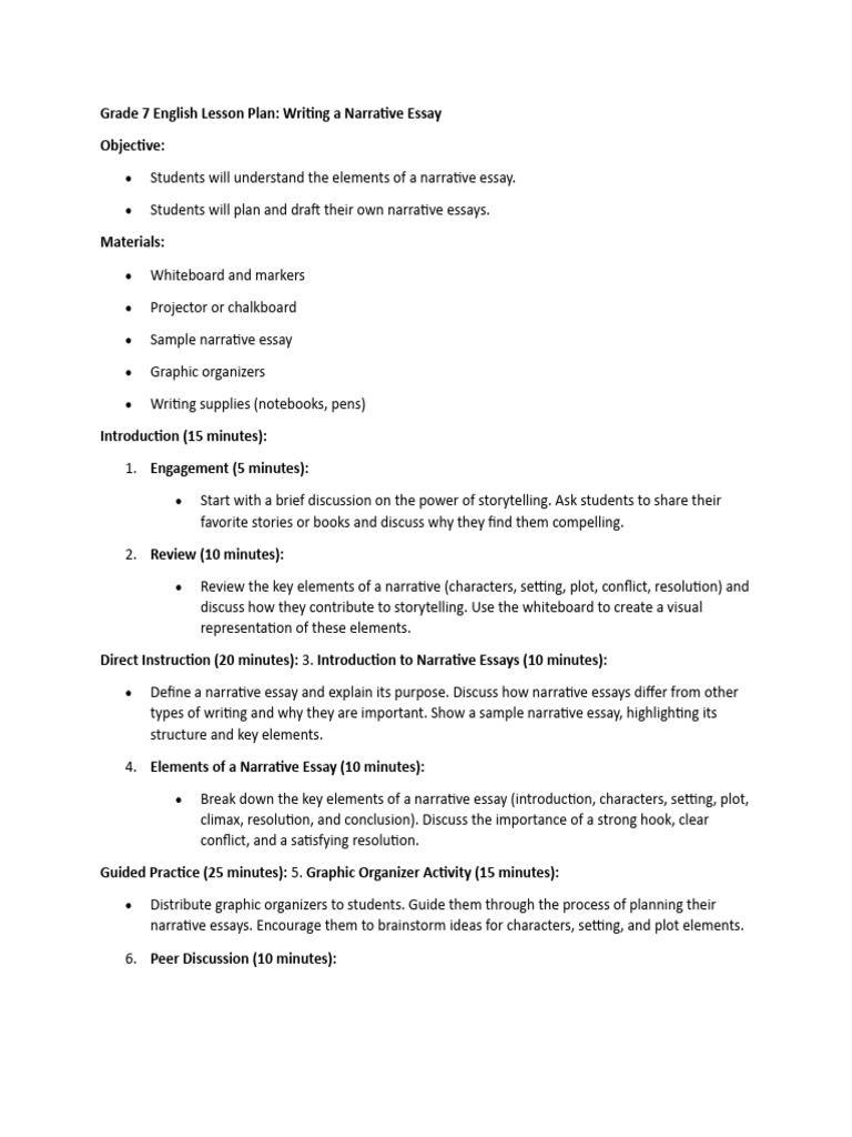 Grade 7 English Lesson Plan | PDF | Essays | Narrative