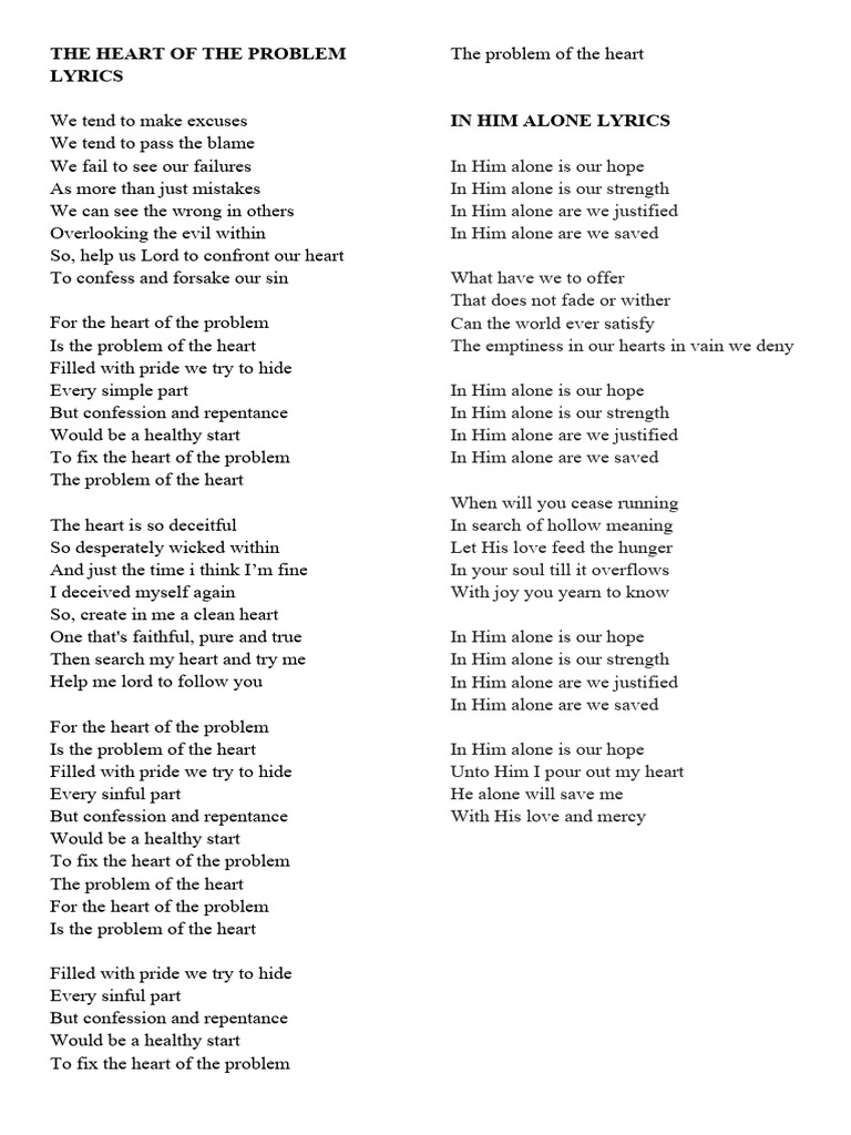 THE HEART OF THE PROBLEM LYRICS | PDF