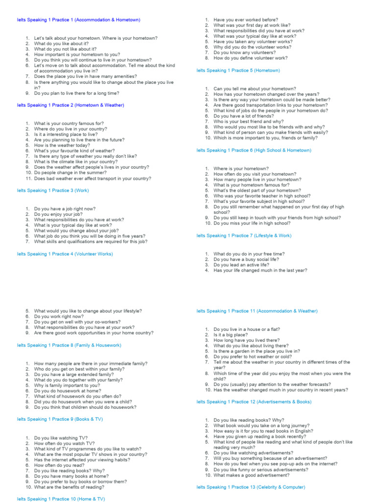 Ielts Speaking 1 Practice 1 | PDF | Advertising | Newspapers