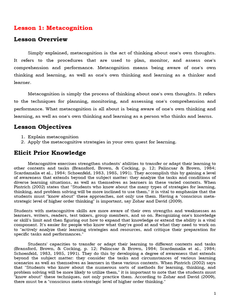 FACILITATING LEARNING MODULE | PDF | Metacognition | Learning FACILITATING LEARNING MODULE | PDF | Metacognition | Learning
