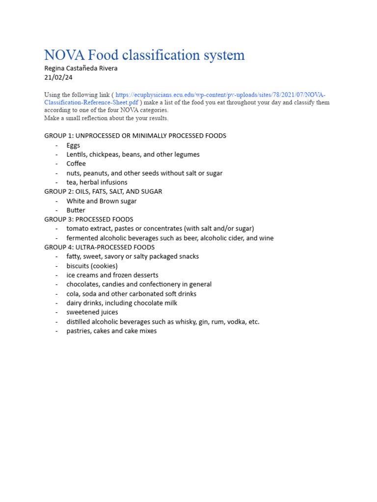 NOVA Food Classification Guide | PDF
