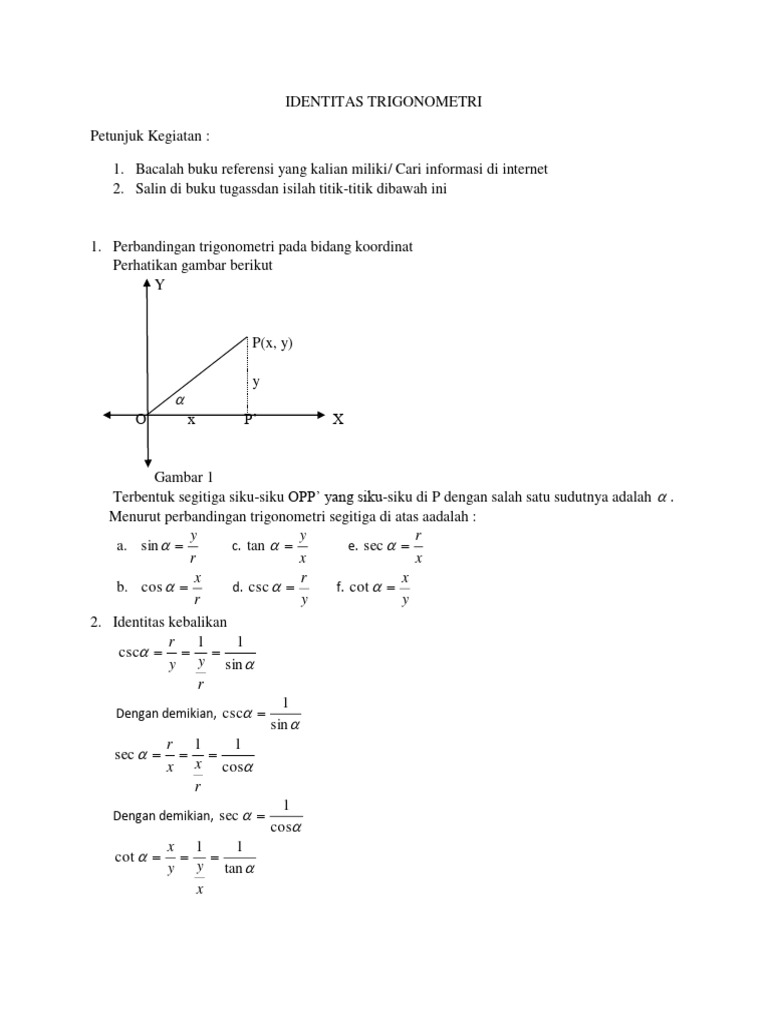 Lks Identitas Trigonometri | PDF | Metode & Bahan Ajar