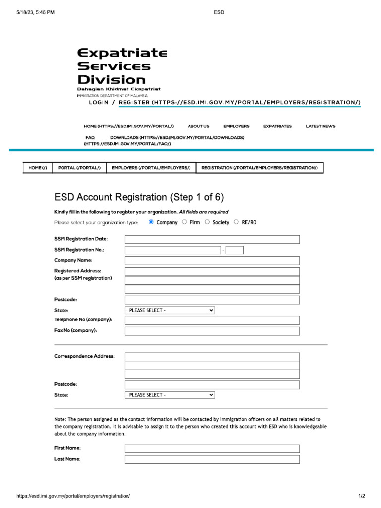 Esd Registration Form | PDF