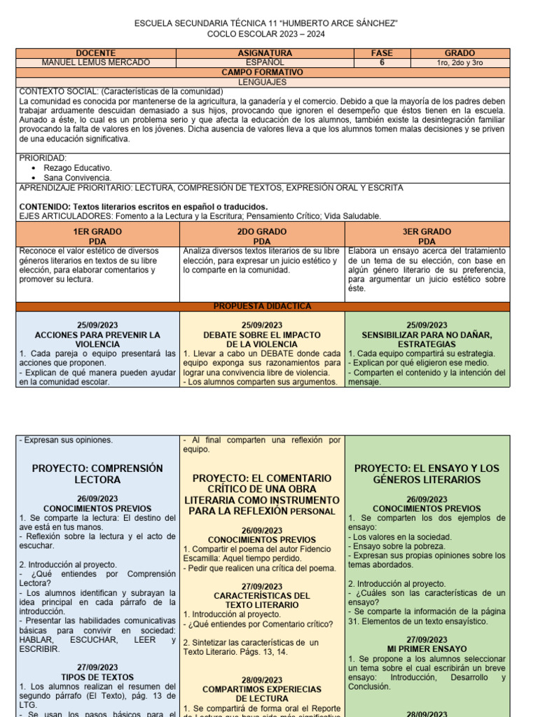 ESPAÑOL S5 25 Al 28 Sep 2023-2024 | PDF | Ensayos | Comunicación humana