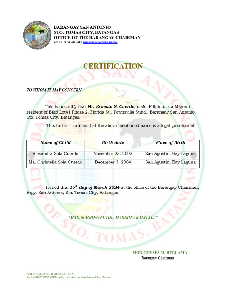 Certificate of Guardianship | PDF