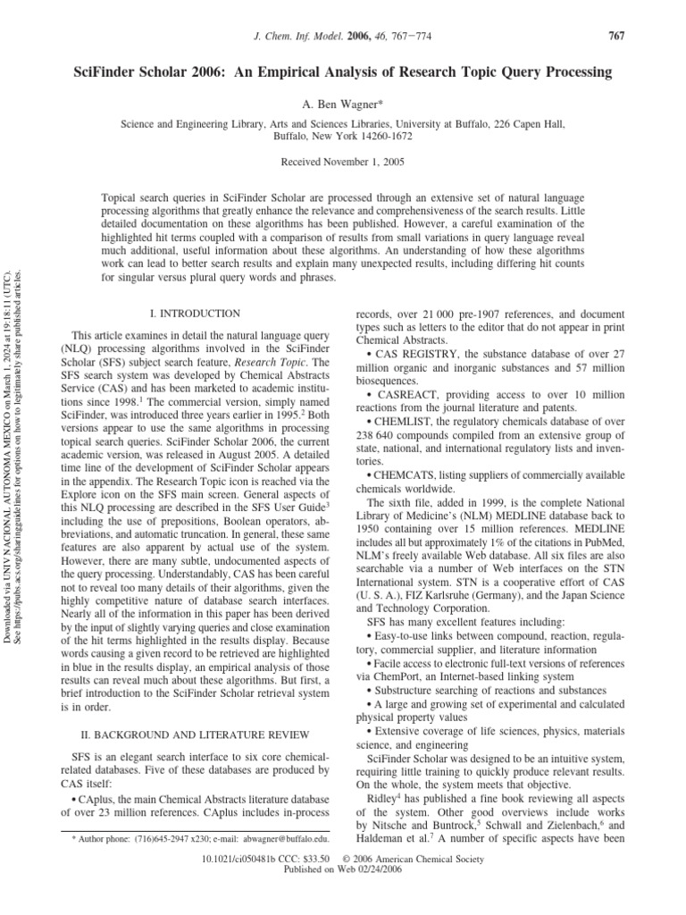 wagner-2006-scifinder-scholar-2006-an-empirical-analysis-of-research ... wagner-2006-scifinder-scholar-2006-an-empirical-analysis-of-research ...