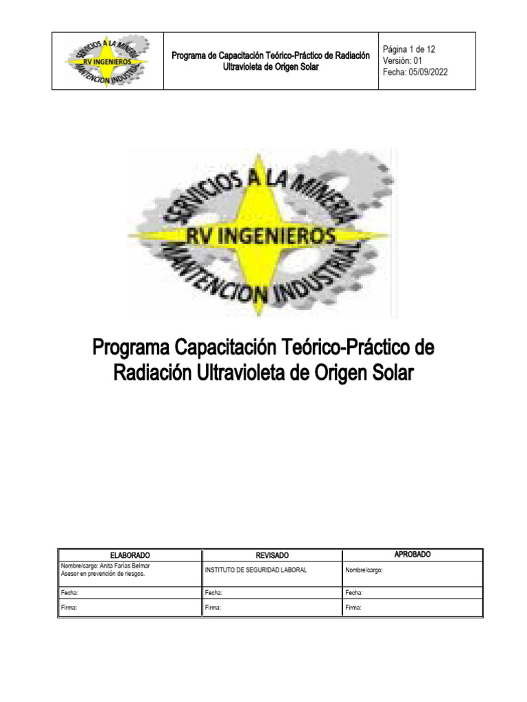 Programa de Capacitacion de Radiacion Ultravioleta de Origen Solar 2016 | PDF | Ultravioleta ...