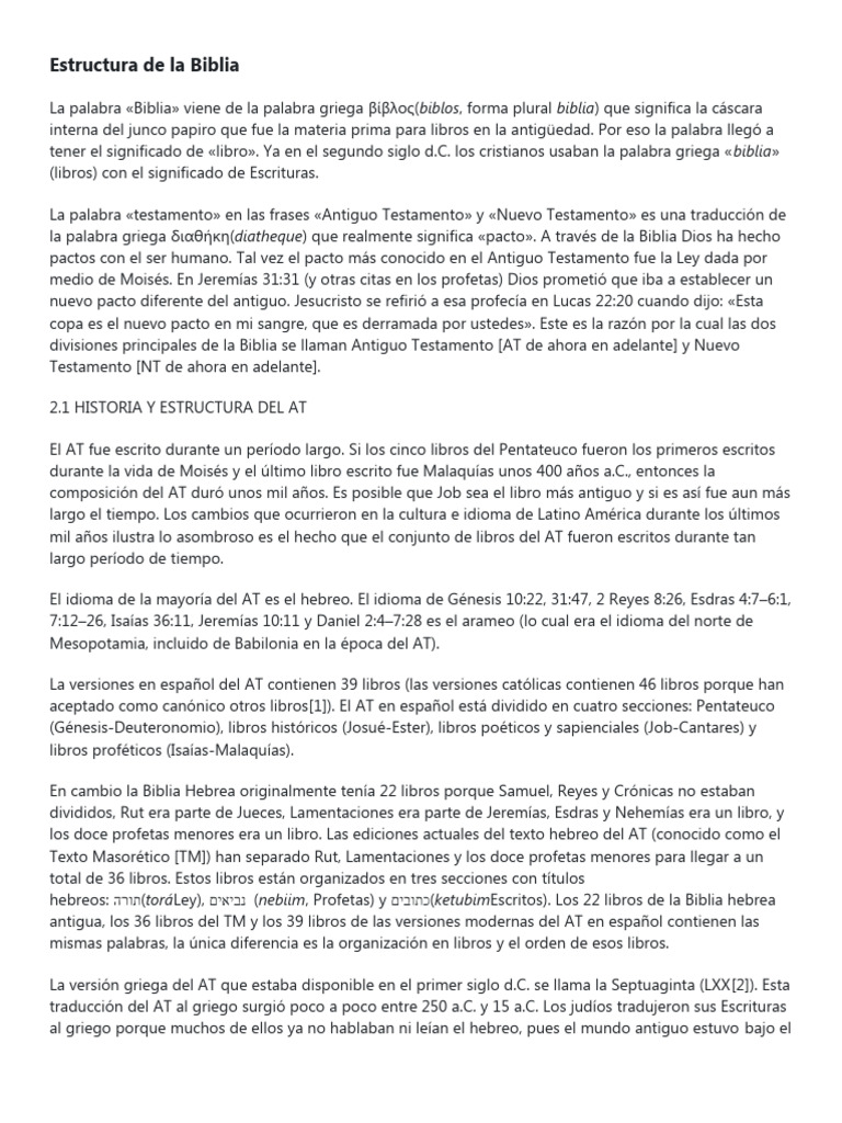 Estructura de La Biblia | PDF | Septuaginta | Biblia