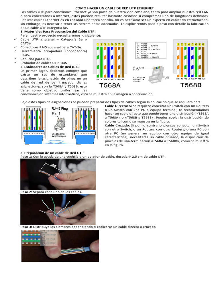 COMO HACER UN CABLE DE RED UTP ETHERNET | PDF | Tecnología de información y comunicaciones ...