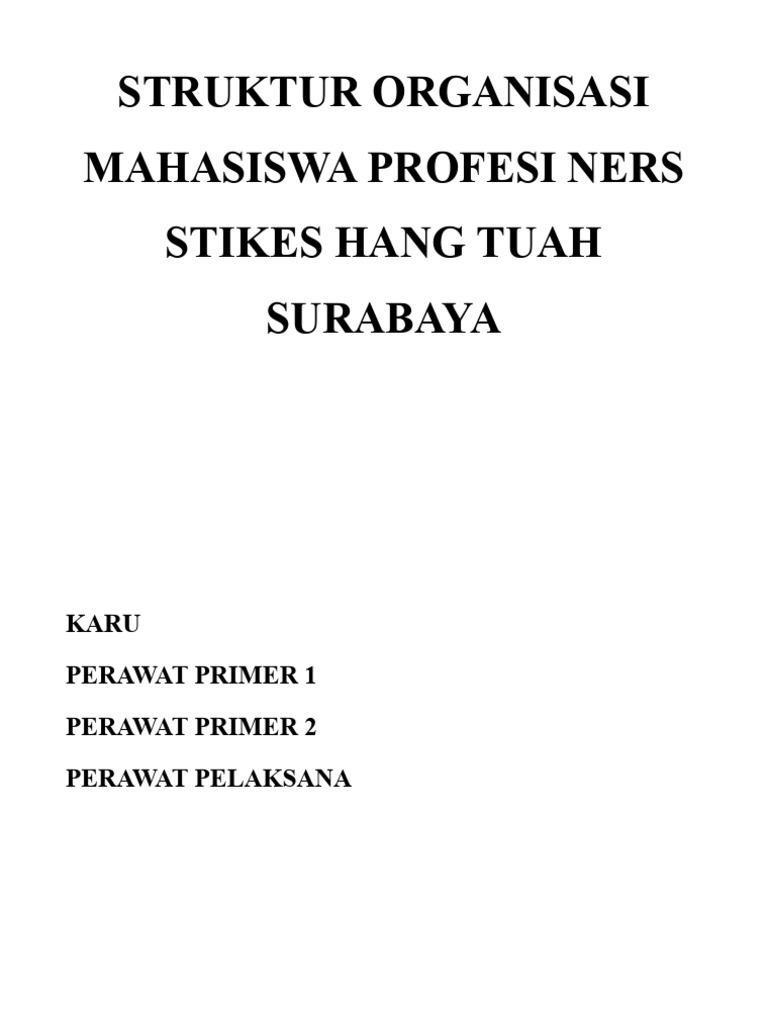 Struktur Organisasi Mahasiswa Profesi Ners Stikes Hang Tuah Surabaya | PDF