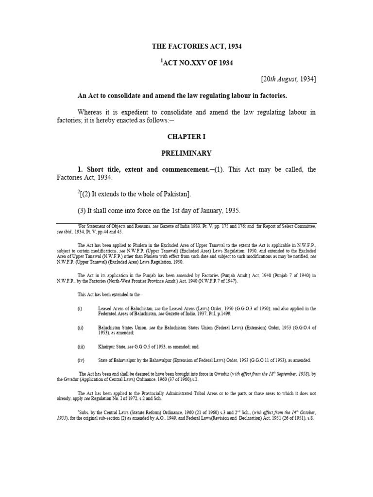 The Factories Act 1934 | PDF | Belt (Mechanical) | Sanitation
