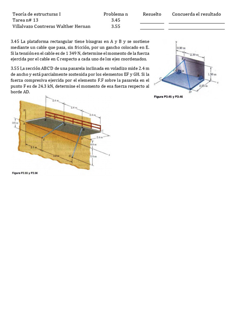 Teoría de Estructuras I Tarea N 13 | PDF