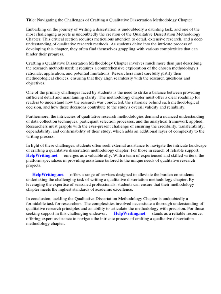 Qualitative Dissertation Methodology Chapter | PDF | Methodology ...
